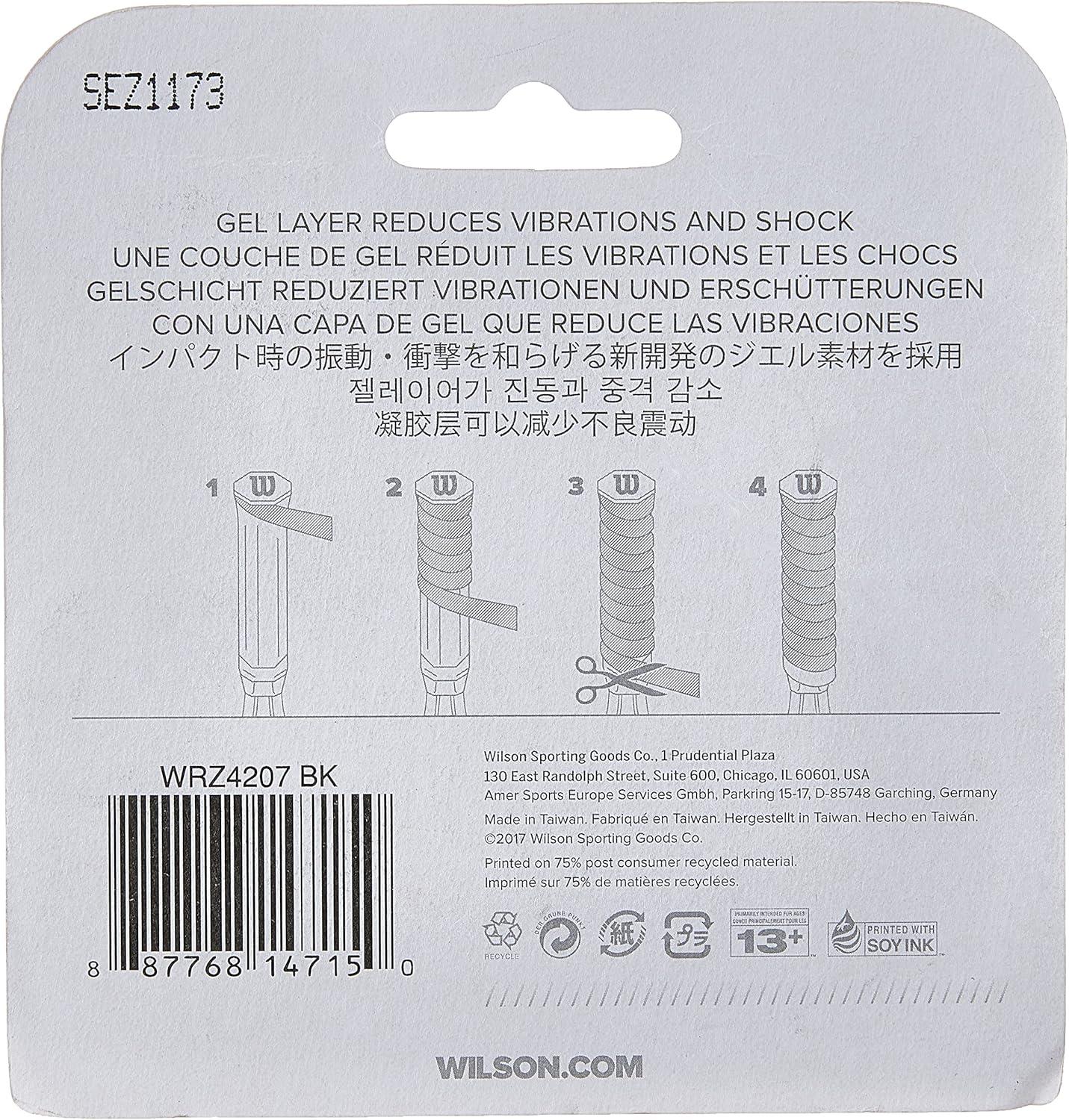 Wilson Shock Shield Hybrid Tennis Racquet Replacement Grip, Black(One ...